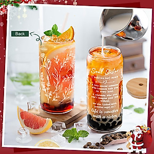 Hweijm Soul Sister Gifts, Best Friend Birthday Gifts for Women, Friendship Gifts, female Friends Friendship Birtdhay Gifts For BFF Besties, 20 Oz Soul Sister Coffee Glass