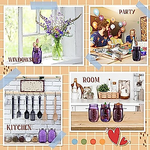 Tessco 12 Pieces 16 oz Colored Mason Jars with Lids Glass Regular Mouth Pint Canning Containers Kitchen Canisters for Food Storage, DIY Crafts, NOT Allowed Dishwasher (Purple)