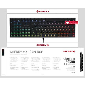 CHERRY MX 10.0N RGB, Flat Mechanical Gaming Keyboard, German Layout (QWERTZ), Wired, Original Switches MX Low Profile RGB Speed, Black