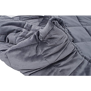 ZooVaa Weighted Sleeping Bag - Soft Microfiber Minky Weighted Blanket 13LB Compression Camping Blanket with Glass Beads for Kids and Small Adults (30x80” Dark Gray)