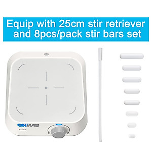 ONiLAB Magnetic Stirrer with 8PCS stir bar Set and stir bar Retriever, Magnetic Mixer Max Stirring Capacity 3000ml(No Heating)