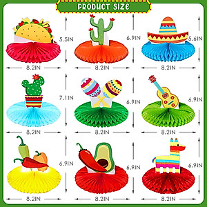 9 Pieces Fiesta Mexican Party Table Decorations Fiesta Honeycomb Mexican Table Centerpieces 8" Cinco De Mayo Party Table Decorations for Mexican Fiesta Taco Party Day of the Dead Decor Supplies Favors
