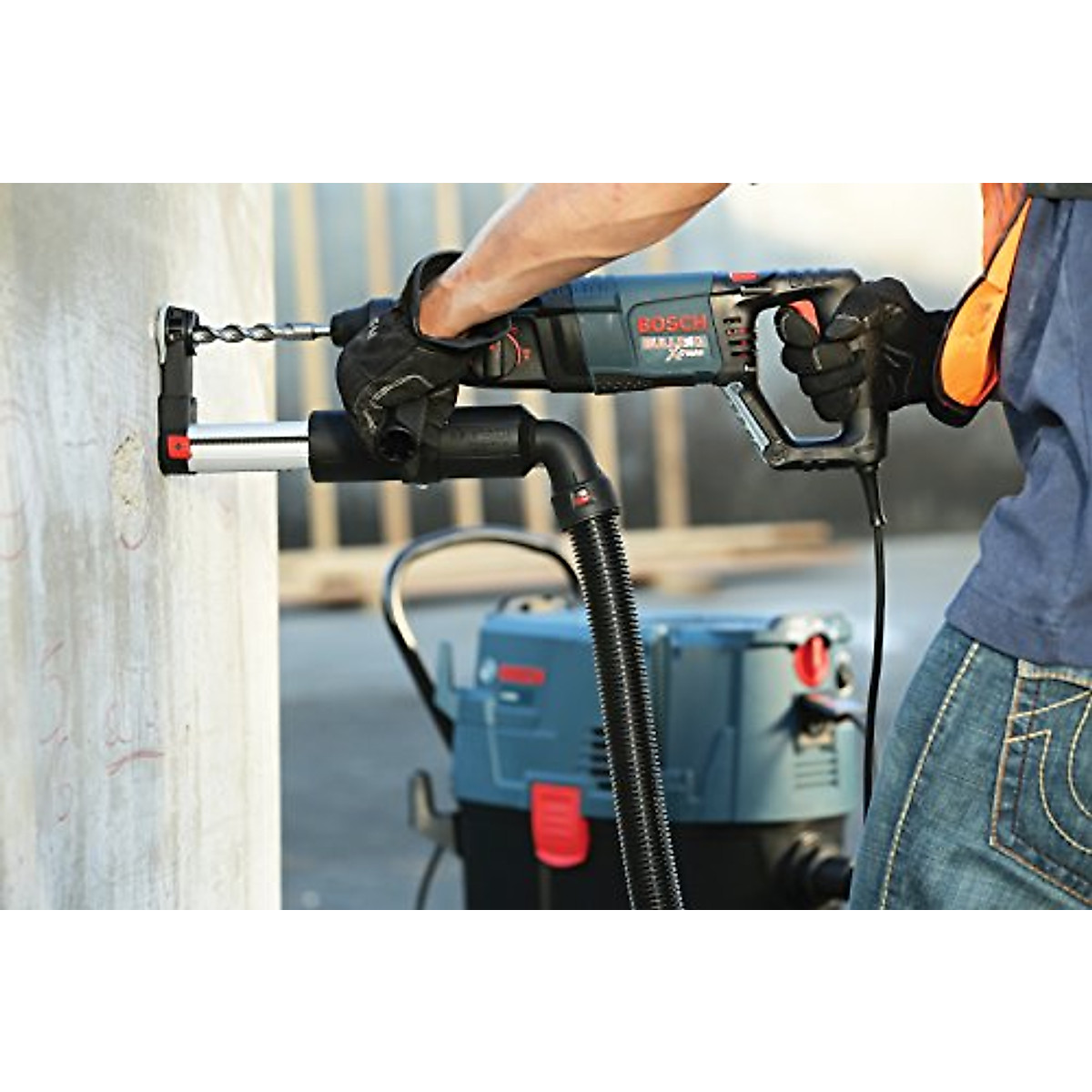 Bosch 11255VSR-GWS8 1" SDS-plus Bulldog Xtreme Rotary Hammer with 4-1/2" Small Angle Grinder, Blue