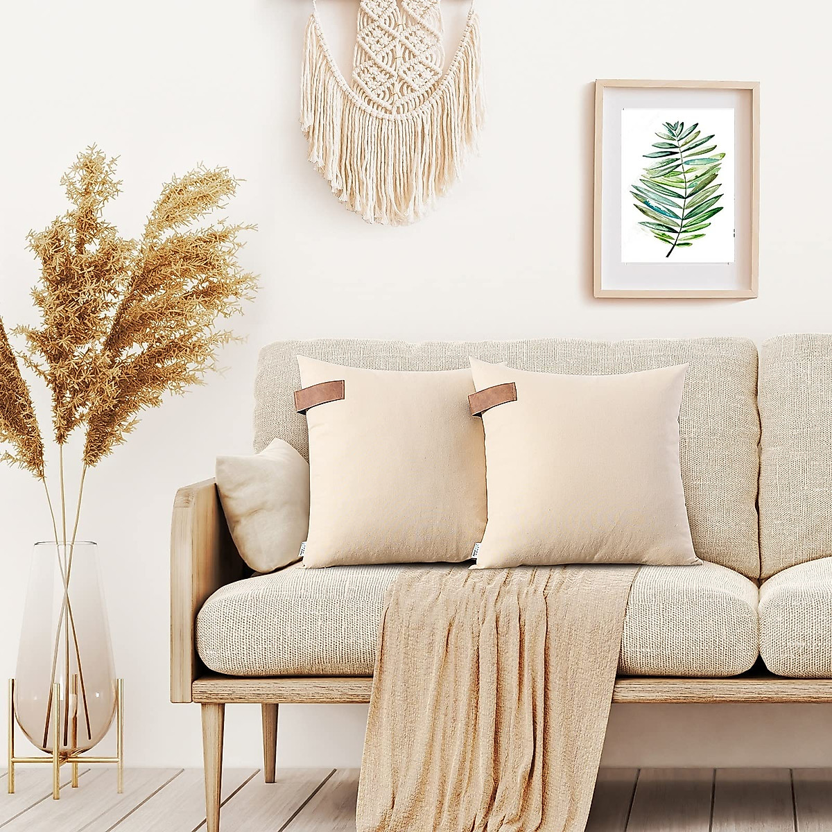 NordECO HOME Set of 2 Throw Pillow Covers - 100% Cotton Soft Decorative Cushion Covers for Bed Home Decoration, 18 x 18, Grey