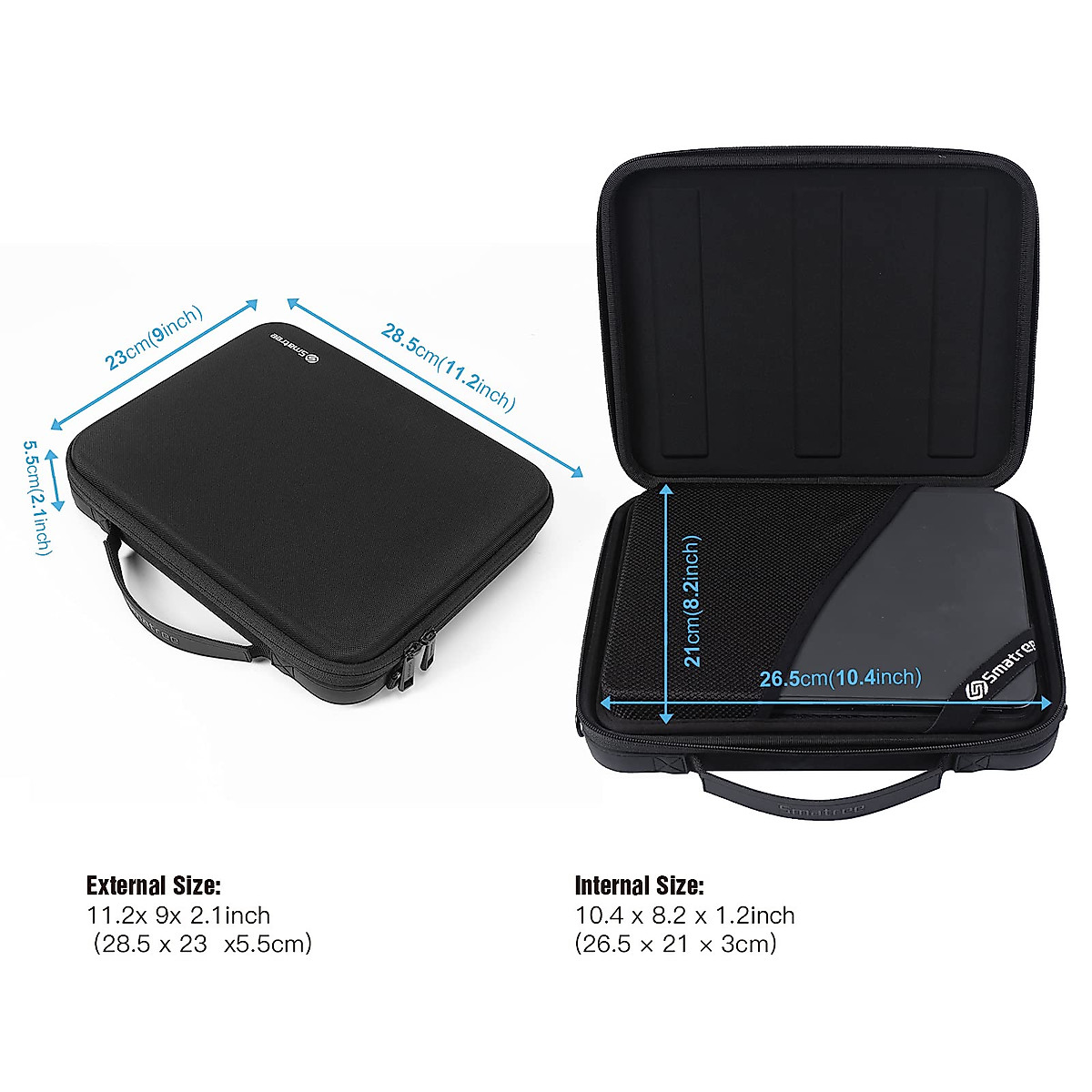 Smatree 10-11inch iPad Hard Carring Case for 11inch iPad Pro M4 2024/2023,10.9inch iPad Air 2022,10.2 iPad/10.5 iPad Air Sleeve Bag, 8.3inch iPad Mini 6 Bag, Tablet and Accessories Shoulder Bag, Black