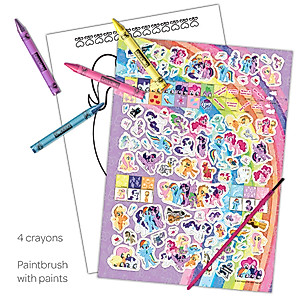 My Little Pony 128-Page Color and Paint Activity Book with 8 Paints, 4 Crayons and Stickers, 47527 Bendon