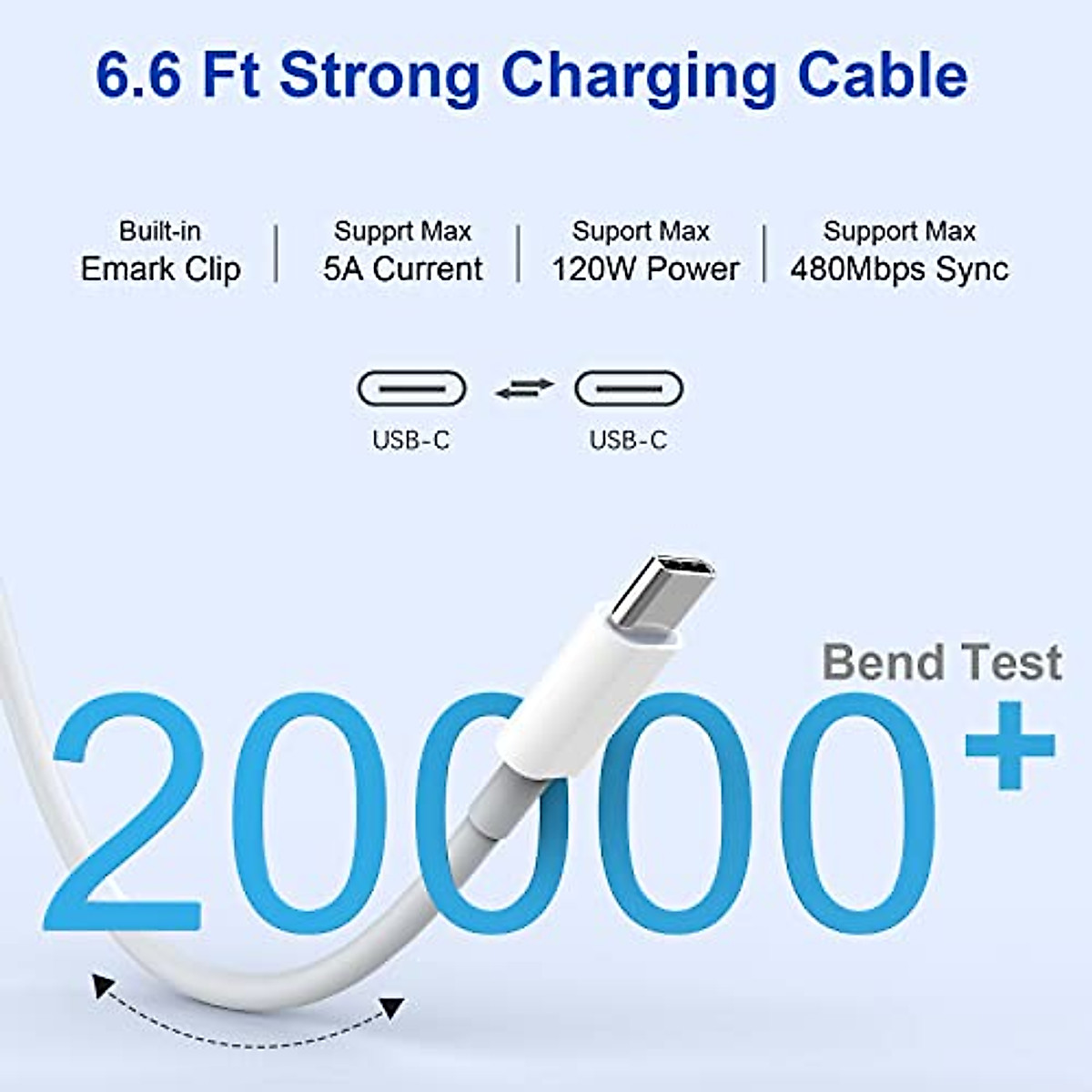 Mac Book Pro Charger - 120W USB C Fast Charger Adapter Compatible with MacBook Pro & MacBook Air 13, 14, 15, 16 inch, iPad Pro, Samsung Galaxy and All USB C Device, Included 6.6ft USB-C to C Cable