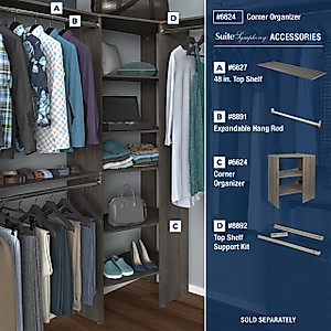 ClosetMaid SuiteSymphony Wood Top Closet Shelf, 48-Inch Wide, Graphite Grey