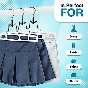 DEILSY™ 10 Pack Pants Hangers Skirt Hangers - Space Saving Pant Hangers with Locking Hook - Versatile Skirt Hangers for Closet Organization - White - Jean Hangers for Men and Women Heavy Duty Hangers