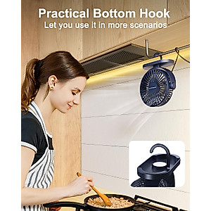 SWEETFULL USB Desk Fan Small Quiet - 3 Speeds Mini Personal Portable Fan 360° Rotation Adjustable, 5 Inch Office Table Cooling Gadgets on Desktop (Blue)