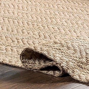 nuLOOM Don Chevron Jute Tasseled Accent Rug, 3' x 5', Off-white, Rectangular, 0.35" Thick