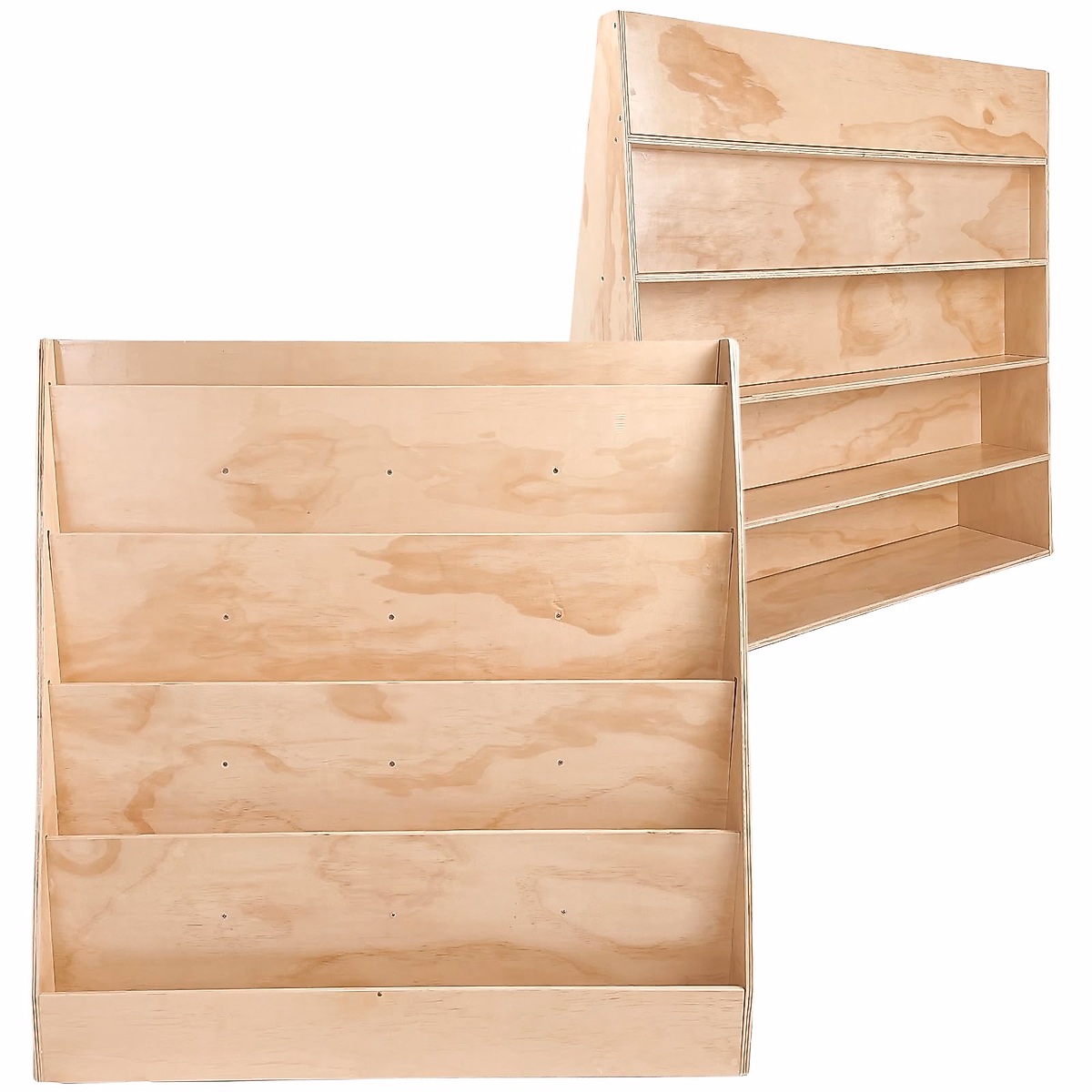 Tongmo Single-Sided Kids Bookshelf: 5 Tier Montessori Bookshelf Wood Classroom Bookcase for Kids Library with Back Storage (Natural, Large)