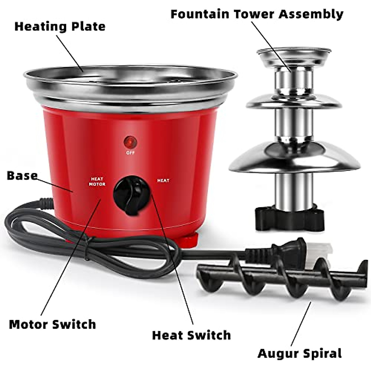 Outamateur Chocolate Fountain Machine,3-Tier Electric Melting Machine,16-Ounce Hot Chocolate Fondue Pot With 4PCS Food Forks for Sweet Treats,Fruits,Nuts,Marshmallows