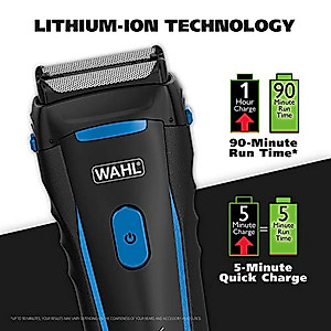 Wahl Groomsman Electric Shaver Rechargeable Wet/Dry Waterproof Electric Razor for Cordless Men's Shaving & Grooming - Lithium Ion with Long Run Time & Quick Charge – Model 7063