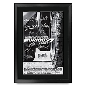 HWC Trading Fast & Furious 7 Vin Diesel, Paul Walker, Dwayne Johnson 16 x 12 inch Framed Gifts Printed Poster Signed Autograph Picture for Movie Memorabilia Fans - 16" x 12" Framed