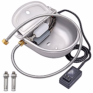 KHEARPSL Automatic Heated Waterer Heated Dog Bowl Pet Thermal-Bowl Livestock Water Trough Heated Water Bowl for Dog Horse Cattle Chicken Pig Goat (Waterer with Hose)