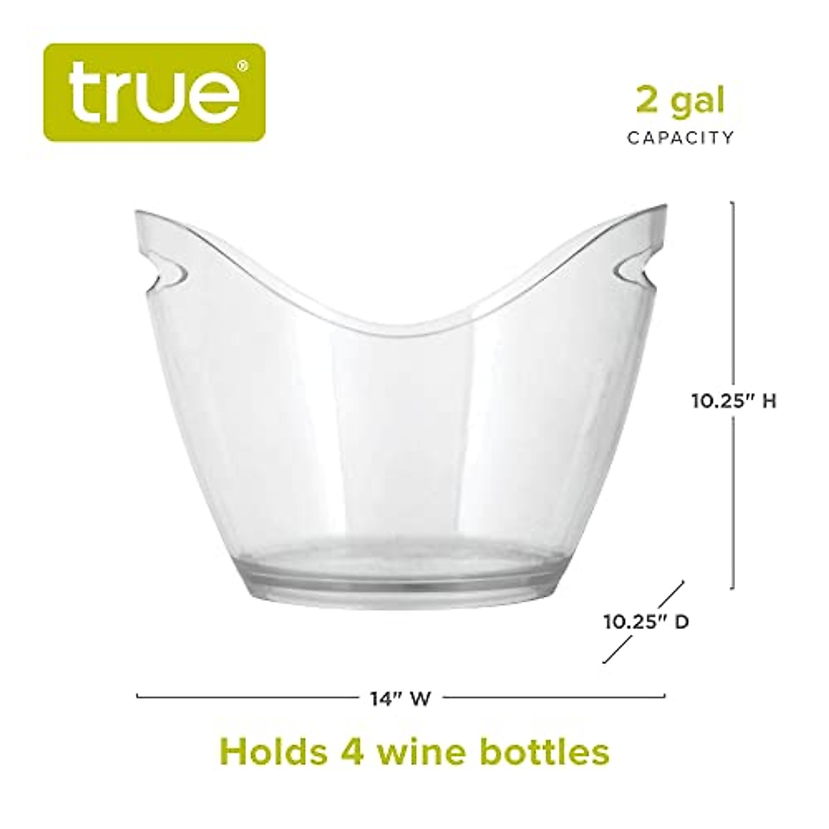 True Chill Clear Ice Bucket - Wine Buckets for Parties - 4 Bottle Capacity Champagne & Wine Acrylic Ice Bucket - 2 Gallon Plastic Ice Bucket Set of 1