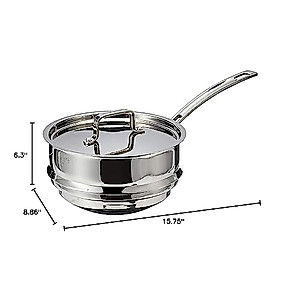 Cuisinart MCP111-20N MultiClad Pro Stainless Skillet, 20-cm, Universal Double Boiler w/Cover