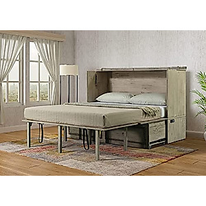 Mega Solutions Venetian Murphy Cabinet Bed with Deepest Storage Drawer On The Market and USB Charging Station (Queen, Antique Oak)