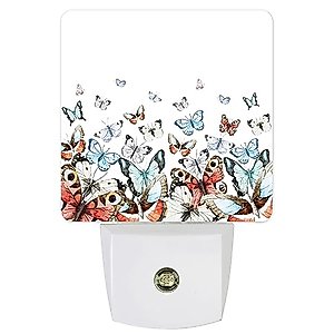 Big buy store Night Lights Auto Sensor Butterfly Floral Plug-in LED Nightlights Dusk to Dawn for Living Room, Bedroom, Bathroom, Kitchen, Hallway, Stairways, Country Style Butterfly Flowers