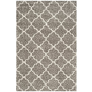 SAFAVIEH Hudson Shag Collection Area Rug - 8' x 10', Grey & Ivory, Moroccan Trellis Design, Non-Shedding & Easy Care, 2-inch Thick Ideal for High Traffic Areas in Living Room, Bedroom (SGH282B)