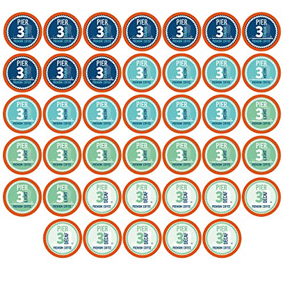 Pier 3 Coffee Pods Variety Pack, Compatible With 2.0 K Cup Brewers, 40Count
