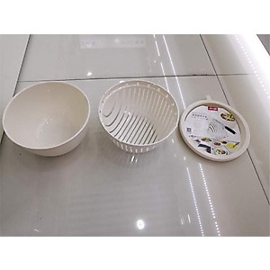 Fantasee Easy Fruit Vegetable Salad Cutter Bowl, Multi-Function Kitchen Colander Strainer Double Layered Rotatable