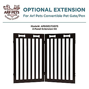 Arf Pets Freestanding Dog Gate with Door, 4 Panel 360° configurable Wooden Fence, 80" Wide, 31.5" Tall, Foldable, Set of Foot Supporters Included, for The House - Indoor Use