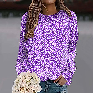 Generic Long Sleeve Tee Shirts for Women Long Sleeve Workout Tops for Women Long Sleeve Shirt for Women O-Neck Shirts Casual T Shirts Lightweight Blouses Loose Long Sleeve Pullover Printed Tops