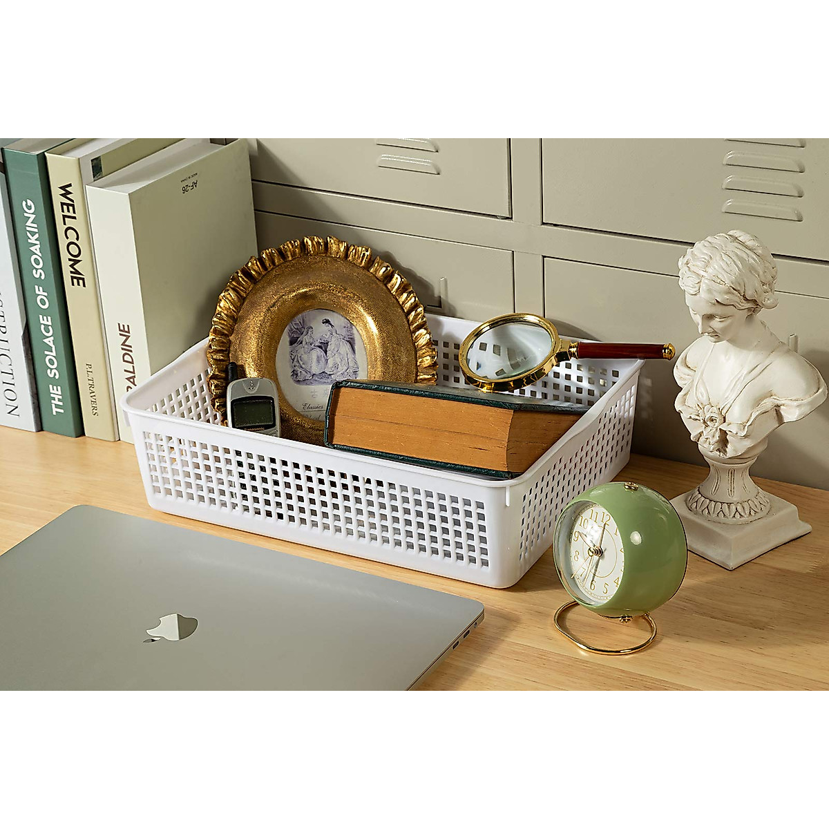 Aebeky A4 Size Plastic Paper Storage Trays,Desktop File Organizer Baskets,6-Packs (White)