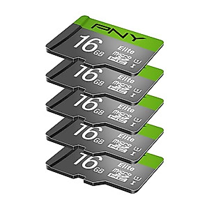 PNY 16GB Elite Class 10 U1 microSDHC Flash Memory Card 5-Pack - 85MB/s, Class 10, U1, Full HD, UHS-I, Micro SD