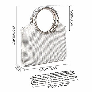 BAGLAMOR Women's Handbag Crystal Rhinestone Bag Evening Bags Wedding Clutch Purse (Silver #1)