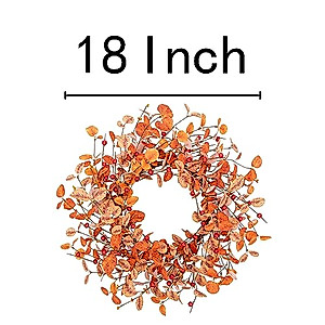 VGIA 18 Inch Fall Wreath Eucalyptus Leaves Wreath Artificial Autumn Wreath for Front Door Fall Leaves Wreath with Berries Fall Decorations for Home and Farmhouse