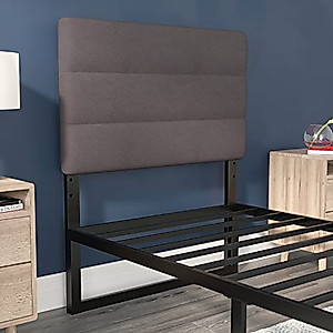 Flash Furniture Paxton Upholstered Headboard - Channel Stitched Gray Fabric Upholstery - Twin - Adjustable Height from 44.5" to 57.25" From Floor