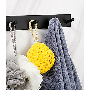 CURHOO Stainless Steel Towel Hooks - Heavy Duty Wall Mount Key Holder for Bathroom, Kitchen, Bedroom & Office, Self-Adhesive, 4 Hooks, 10 x 1.77 inches, YKH35