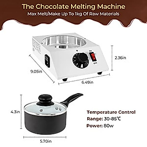 POWLAB Electric Chocolate Warmer Melting Pot Ceramic Removable Pot Candy Melting Machine Chocolate Melter Pot for Dipping 1L Capacity & Temperature Setting for Melting Candy, Butter, Cheese, Caramel
