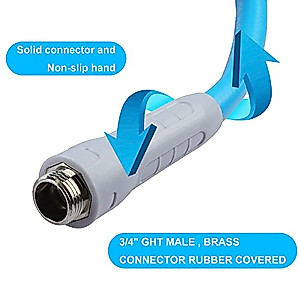 HQMPC Hose Garden Hose With Swivel Grip 5/8 in. x 8ft, Water Hose Heavy Duty Durable Material Water Hose with Solid Fittings (BLUE)