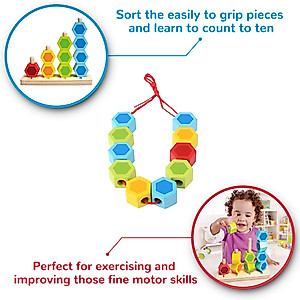 Hape Wooden Counting Stacker Block Set| Number Puzzles Counting Stacking Game for Toddlers 1Y+