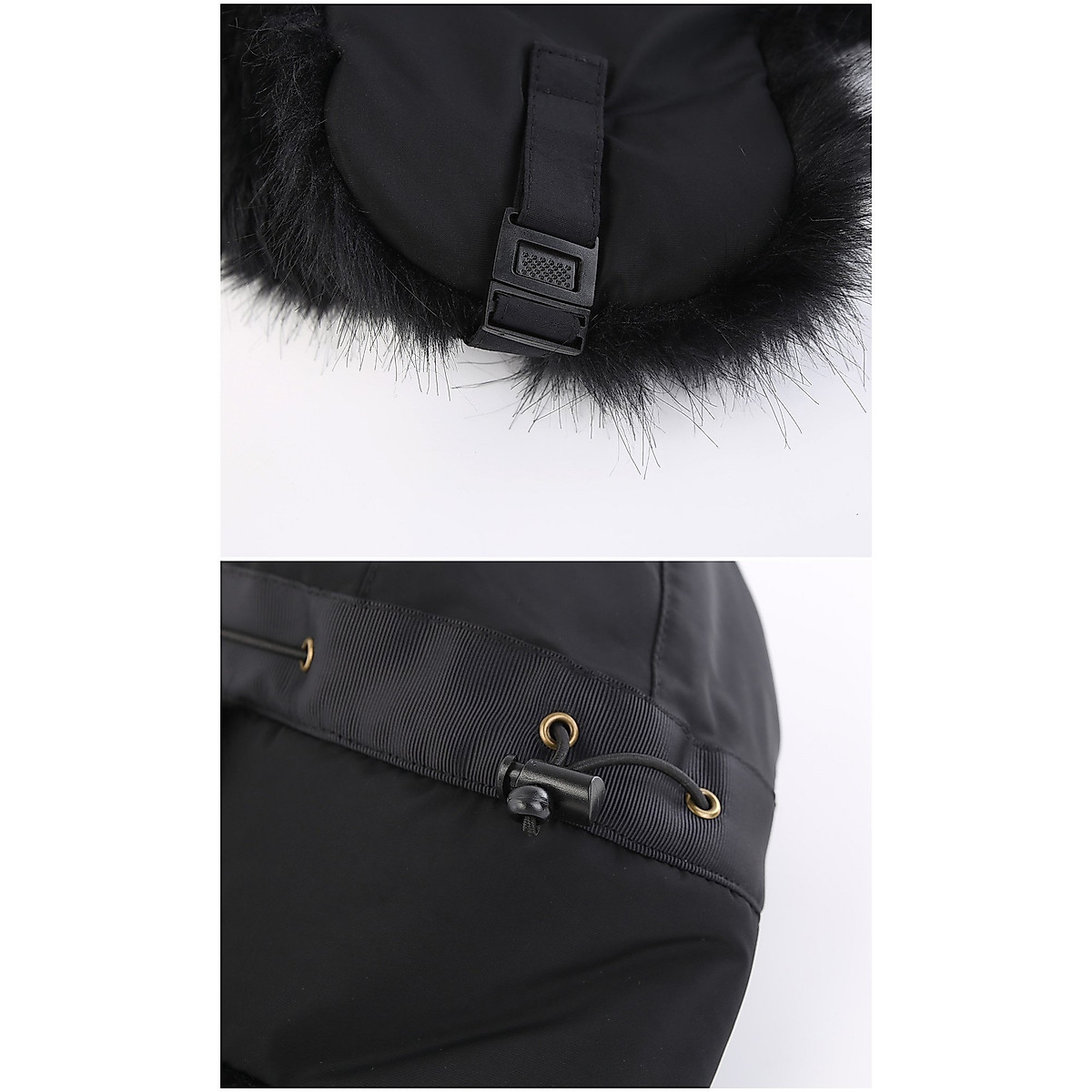 Connectyle Unisex Faux Fur Lined Trooper Trapper Hats with Ear Flaps, 55 60cm, Black