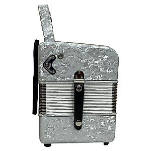 Alacran NAL3412 DLX Accordion Package: 34 Button, 12 Bass Accordion with Case and Straps (Fa/FBE, White Pearl)