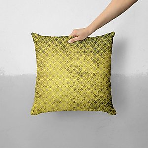 iiRov Grungy Black and Yellow Rococo Pattern - Custom Decorative Home Decor Indoor or Outdoor Throw Pillow Cover for Sofa, Bed or Couch Cushion (Pillow CASE Cover ONLY)