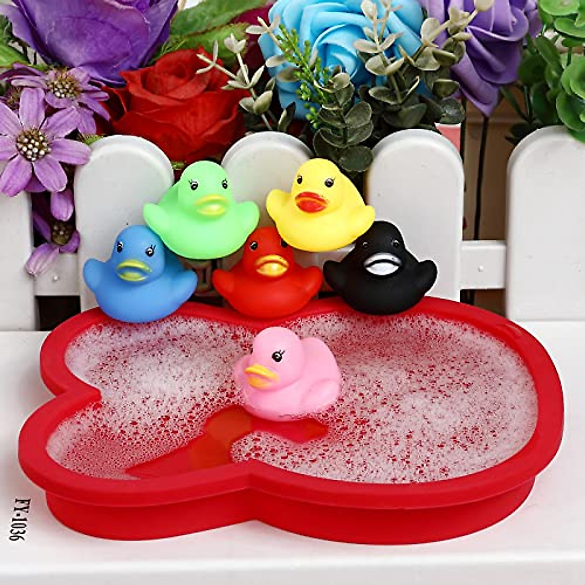 50 Pack Multicolor Mini Rubber Ducky Float Ducks Baby Bath Toy, Great for Jeep Ducking, Shower, Birthday Party, Carnival Game Gift(1.6"x 1.5" x 1.2". 6 Colors)