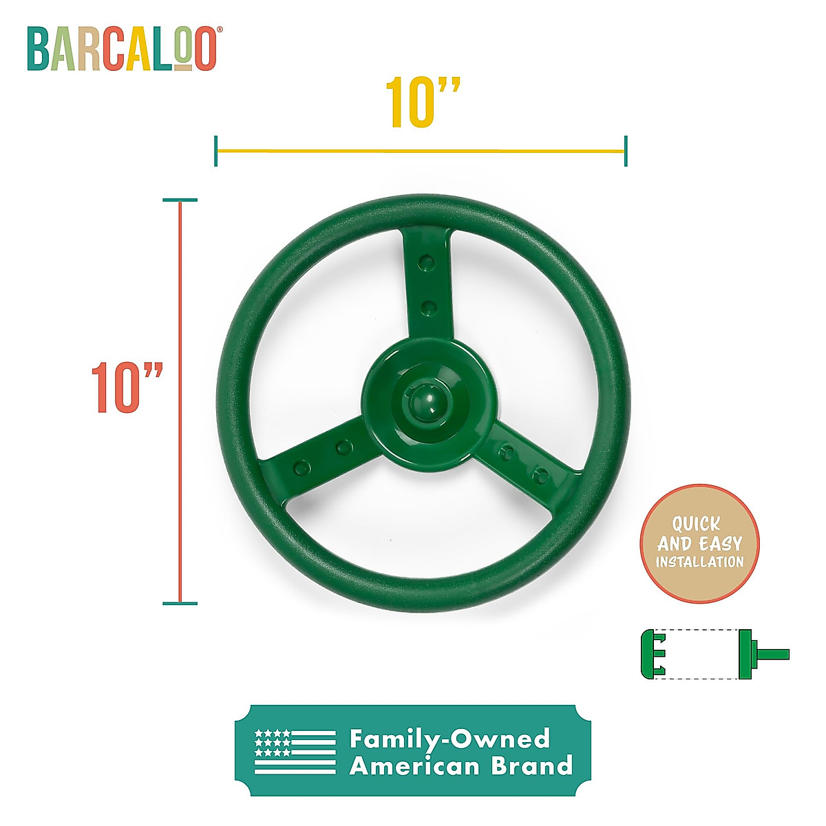 Barcaloo Playground Equipment Steering Wheel, Jungle Gym Accessory for Backyard Swing Set, Driving Wheel for Kids, Easily Mounted on Any Wall Panel, Swing Set Steering Wheel for Toddler