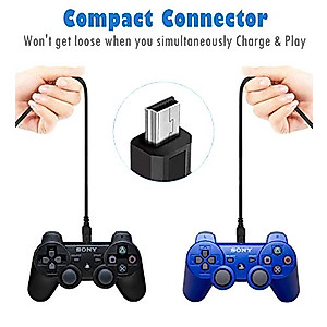 BATSOEASY 2 Pack 10ft PS3 Controller Charging Cable, USB 2.0 Type A to Mini B Cable Sync Cord for Sony Playstation 3 PS3/ PS3 Slim/PS Move Controllers, Cell Phones, Digital Cameras, TI-84 Plus CE etc