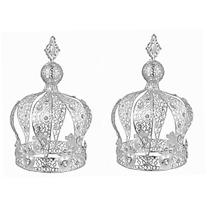 ibasenice 2 Pcs Crown Cake Decoration Vintage Bride Aluminum Alloy Decorations