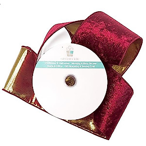 Wine (Burgundy) Velvet with Gold Metallic Backing Wired Ribbon 4 Inch x 10 Yards for Christmas Tree Topper Home Decoration Wreath Gift Wrapping DIY Craft