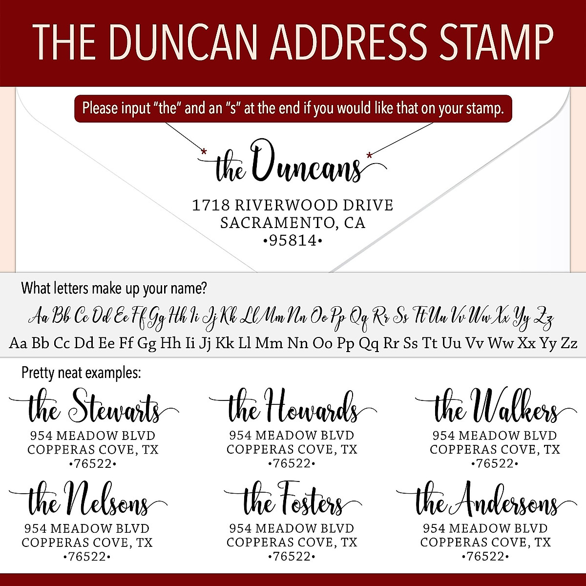 Personalized The Duncans Self-Inking Address Stamp and Ink with Name | Personalized Couples Address Stamps | Custom Rubber Address Stamp (Medium)