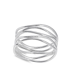 Wide Bar Fashion Knot Promise Ring New .925 Sterling Silver Thin Band Size 8