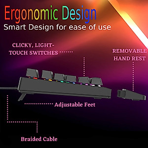 Philips Mechanical Gaming Keyboard- RGB LED Backlit Wired Keyboard with Blue Switches for Gaming, PC- Full Key N-Rollover- Anti Ghosting