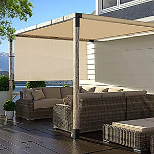 TANG Outdoor Pergola Shade Cover Canopy for Patio Deck Porch Backyard Gazebo Replacement Shade Cover with Spaced Grommets Weighted Rods 10'x16' Beige